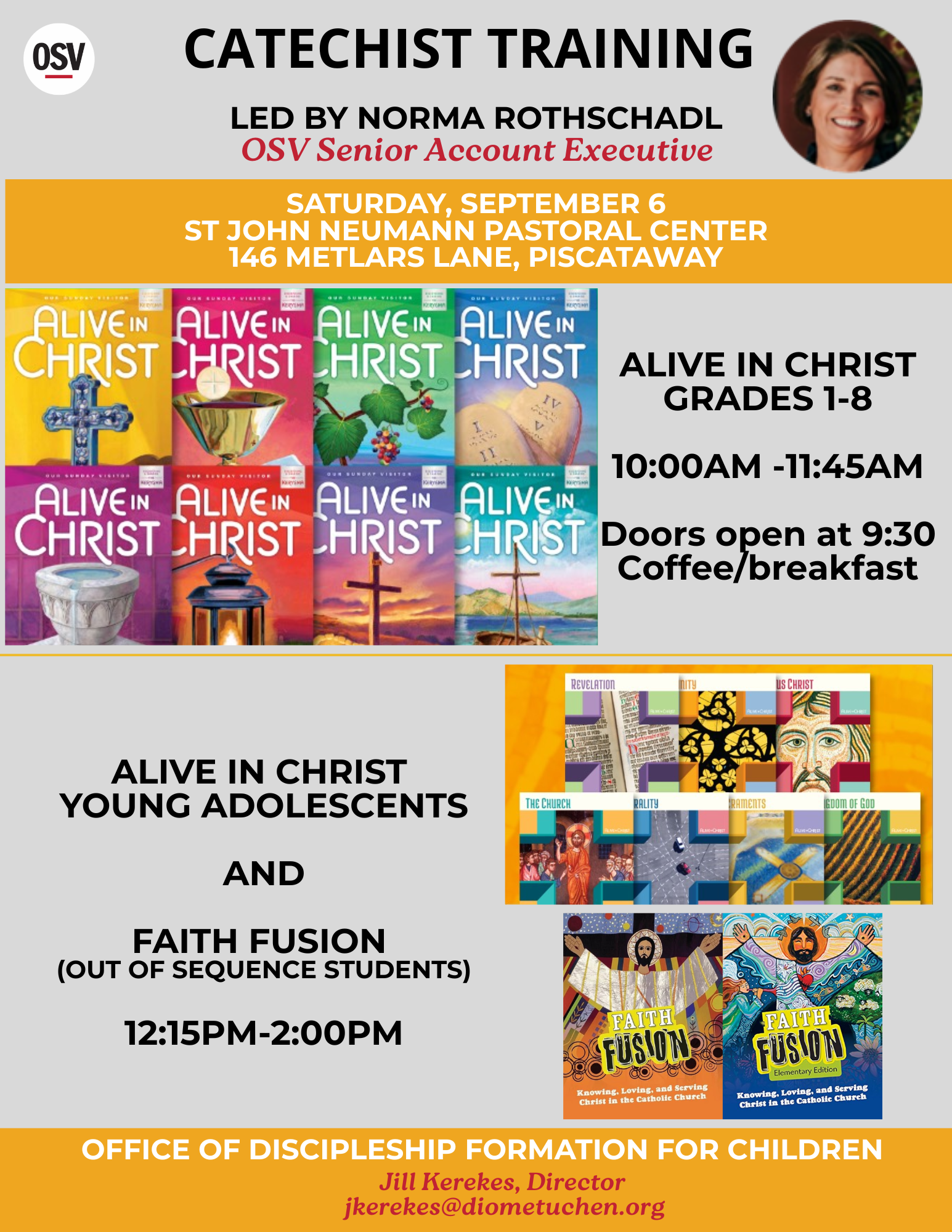 Alive in Christ -OSV Catechist Training-September 6, 2025 - Diocese of Metuchen - Piscataway, NJ